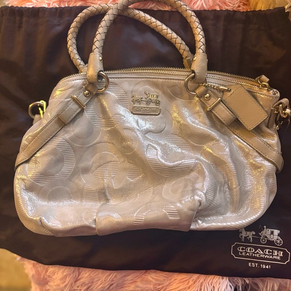 Coach | Bags | Coach Metallic Silver Satchel Bag | Poshmark
